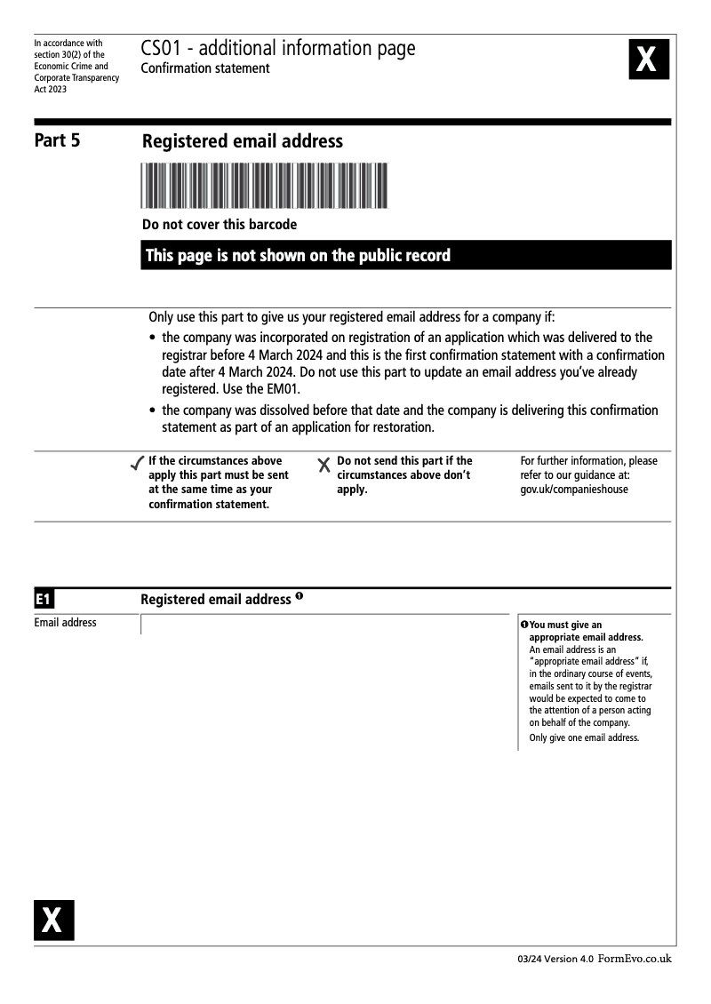 CS01 Part 5 Registered email address - Confirmation statement (Section ...