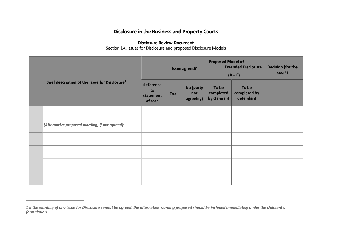 DRD Disclosure Review Document - Disclosure in the Business and ...