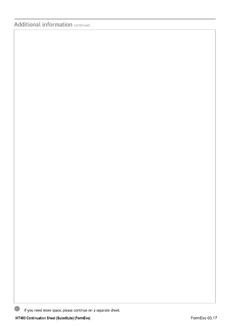 SA-IHT400 Continuation Sheet Continuation Sheet - Additional ...